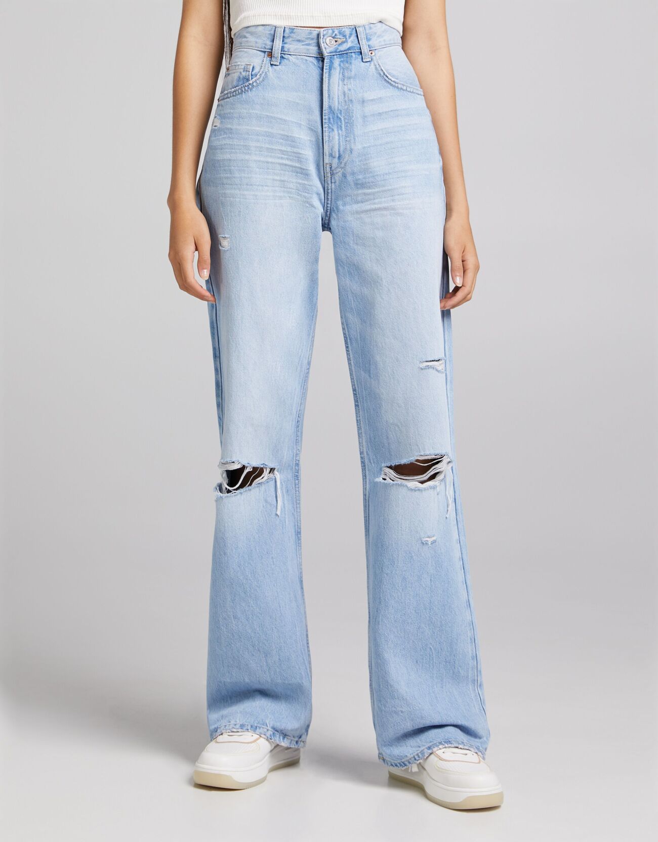 Jean 90’s wide leg déchiré - Femme | Bershka