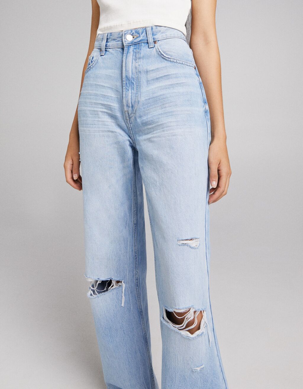 Jean 90’s wide leg déchiré - Femme | Bershka