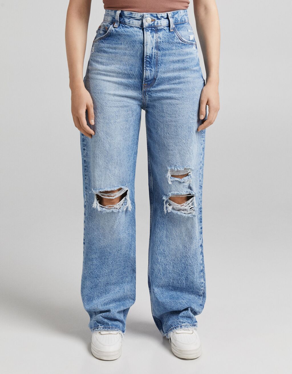 Jeans wide leg 90´s rotos - Mujer | Bershka