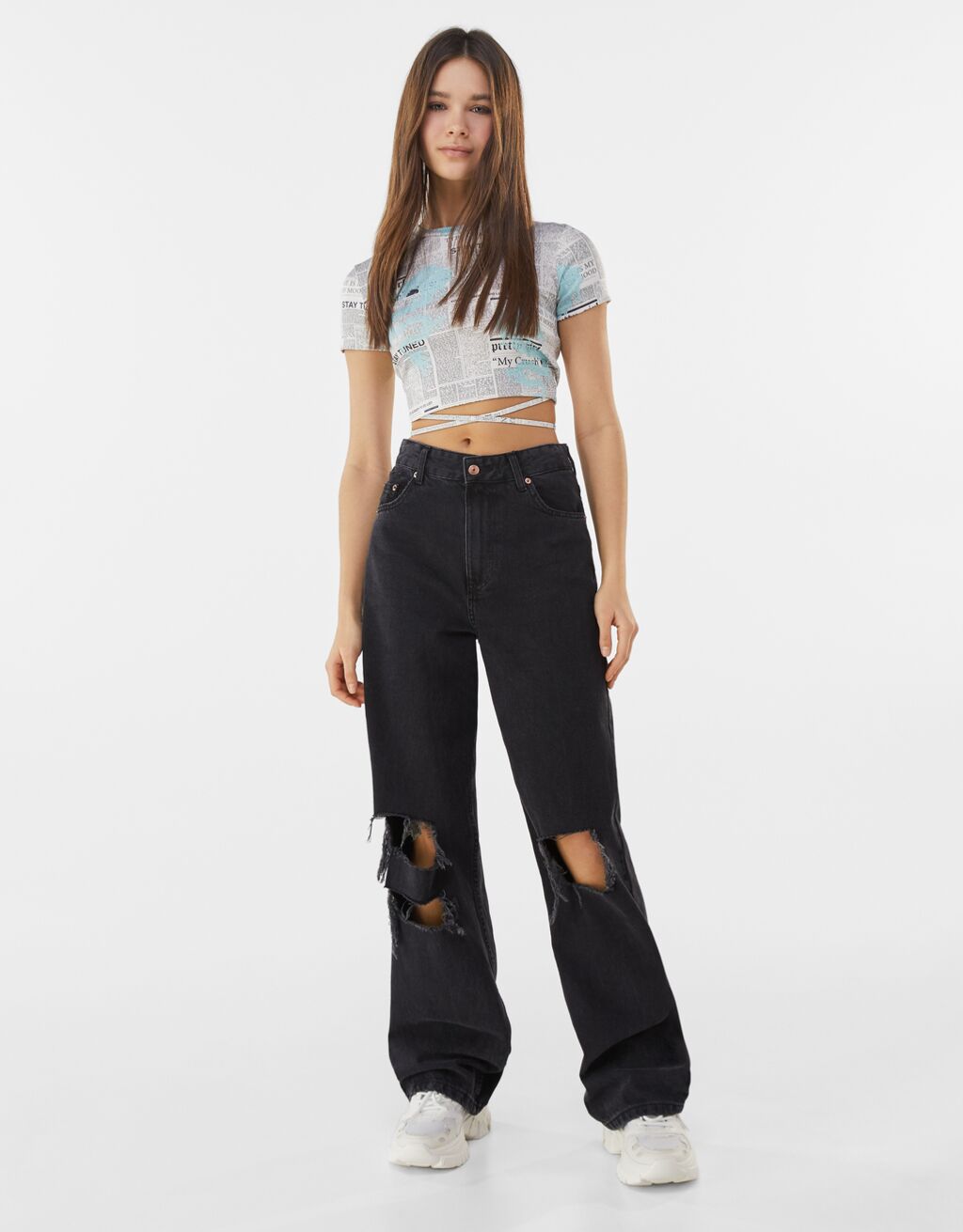 Wide-leg '90s jeans - Woman | Bershka