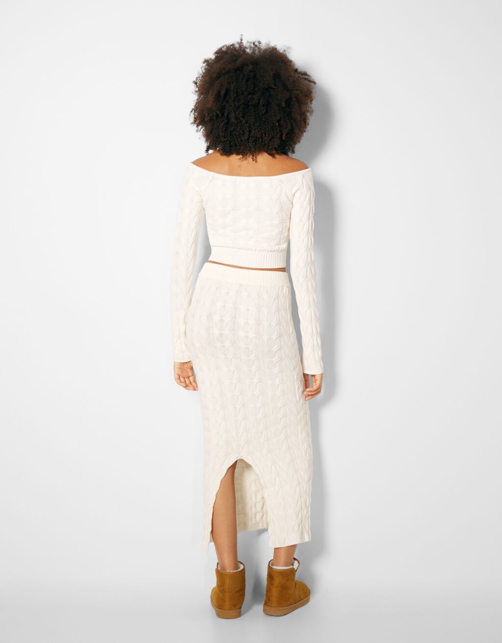 Long cable-knit skirt - Woman | Bershka