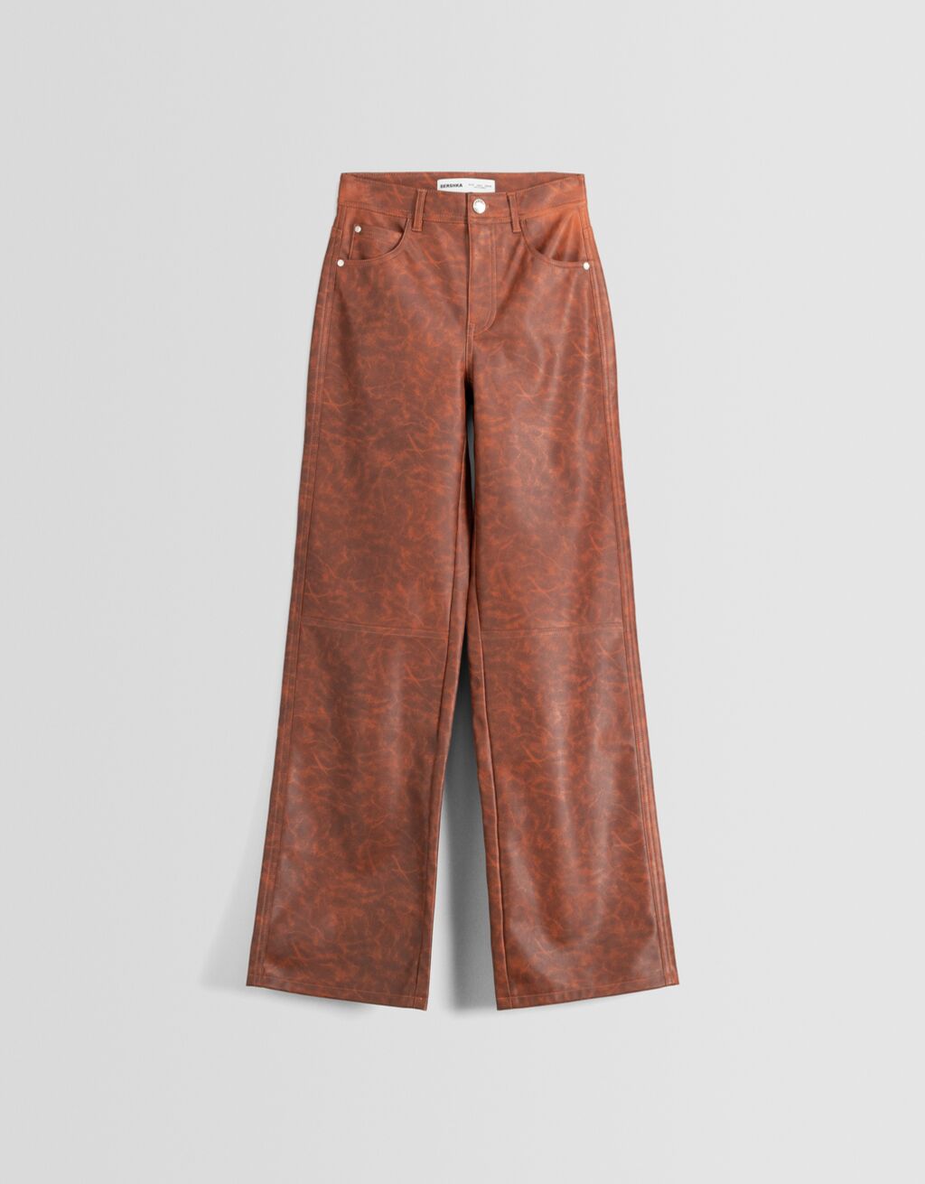 Straight-leg leather effect heat-sensitive trousers - BSK Teen | Bershka