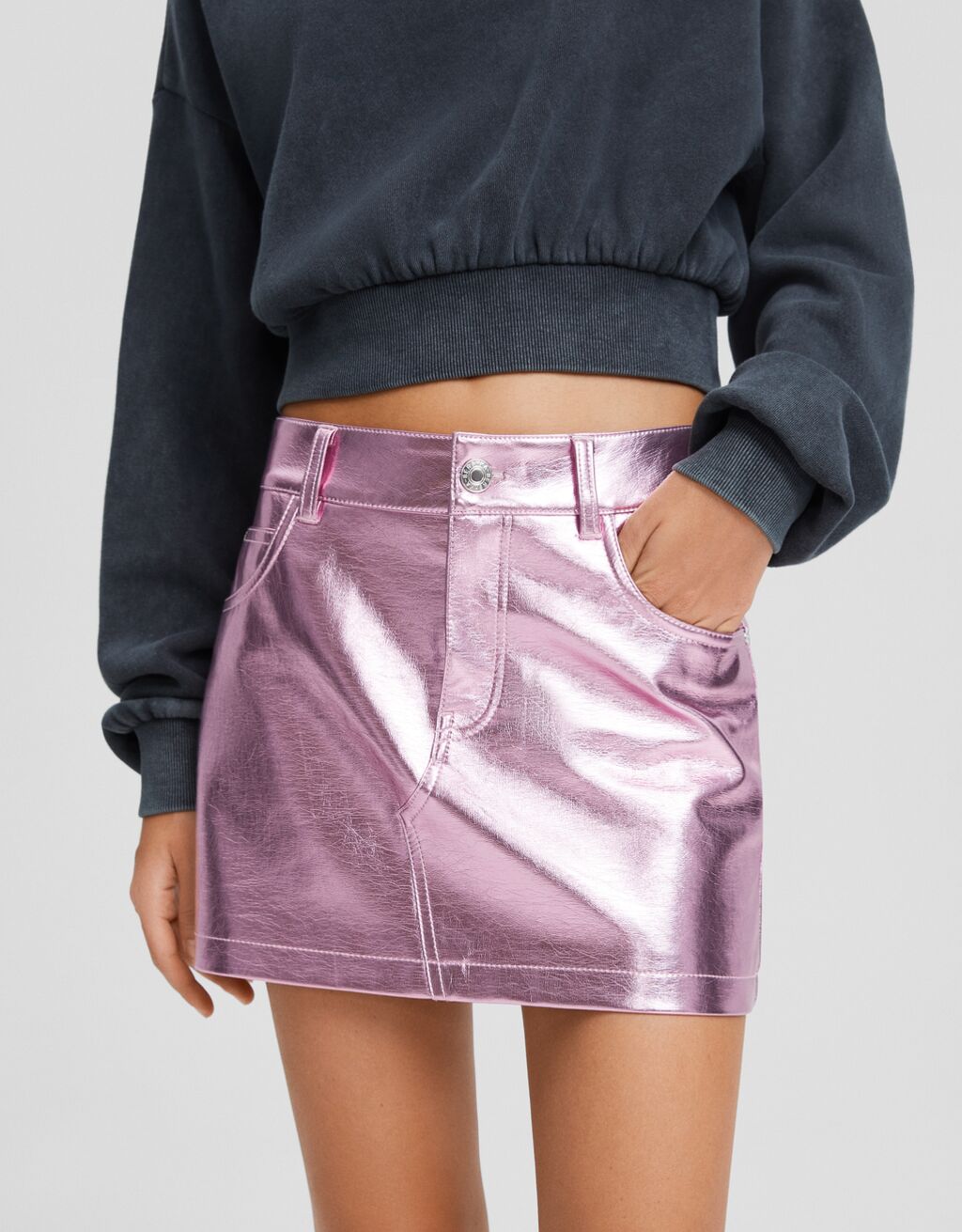 Minissaia polipele metalizada - BSK Teen | Bershka