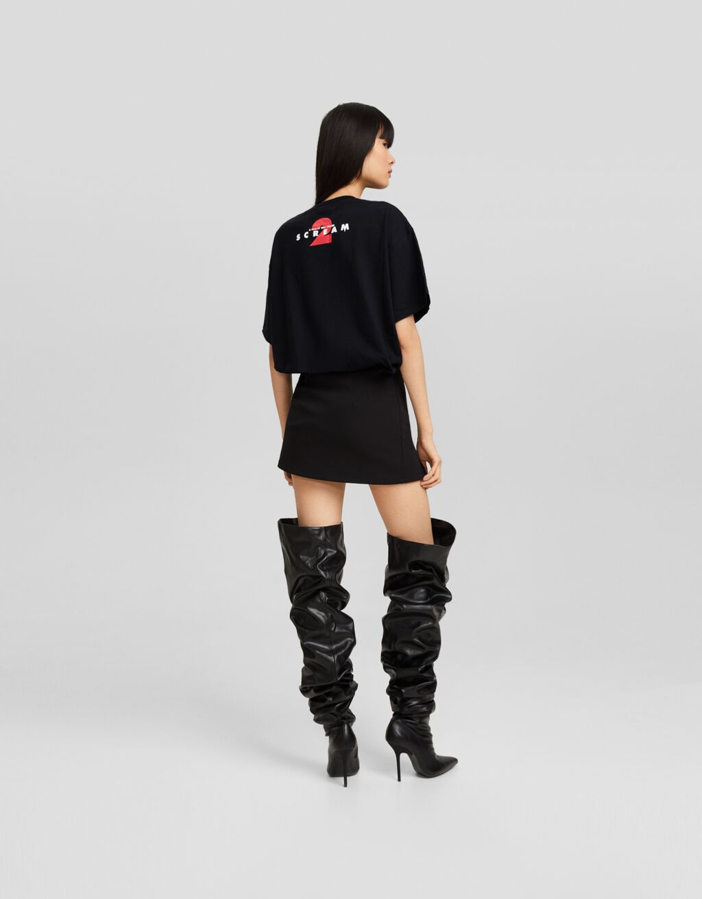 Short Sleeve Oversize Scream Print T Shirt Women Bershka