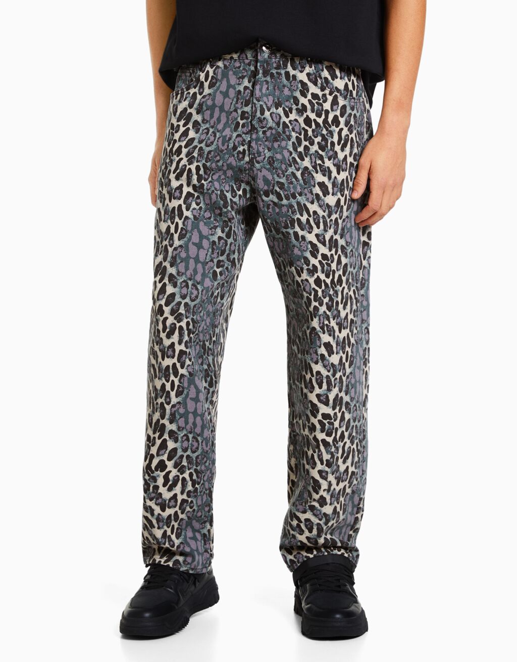 Animal Print Baggy Jeans Women Bershka animal-print-baggy-jeans-women-bershka