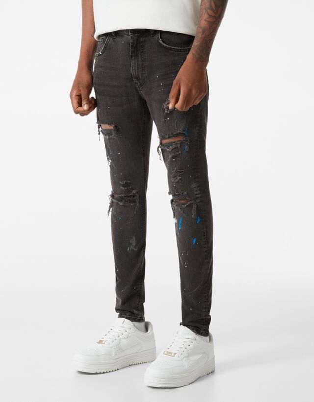 Ripped Jeans Men Pantalones Skinny Hombre Bershka 🪡 jeans bershka hombre