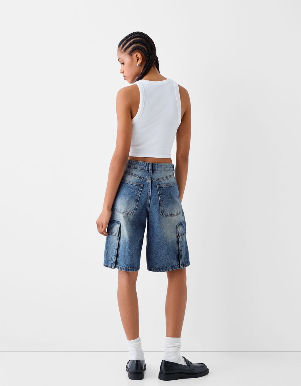 Baggy denim cargo Bermuda shorts - BSK Teen | Bershka