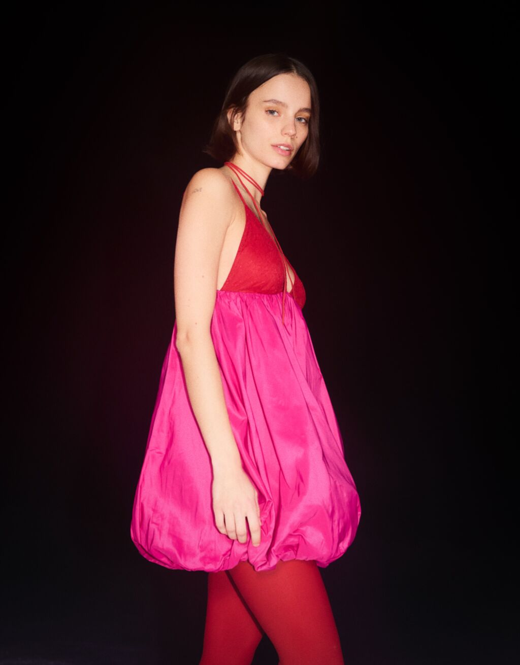 Strappy balloon mini dress - Women | Bershka