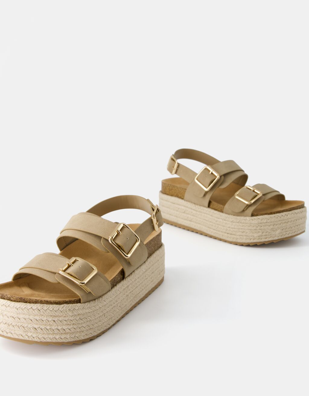 Flat jute sandals with buckles - BSK Teen | Bershka