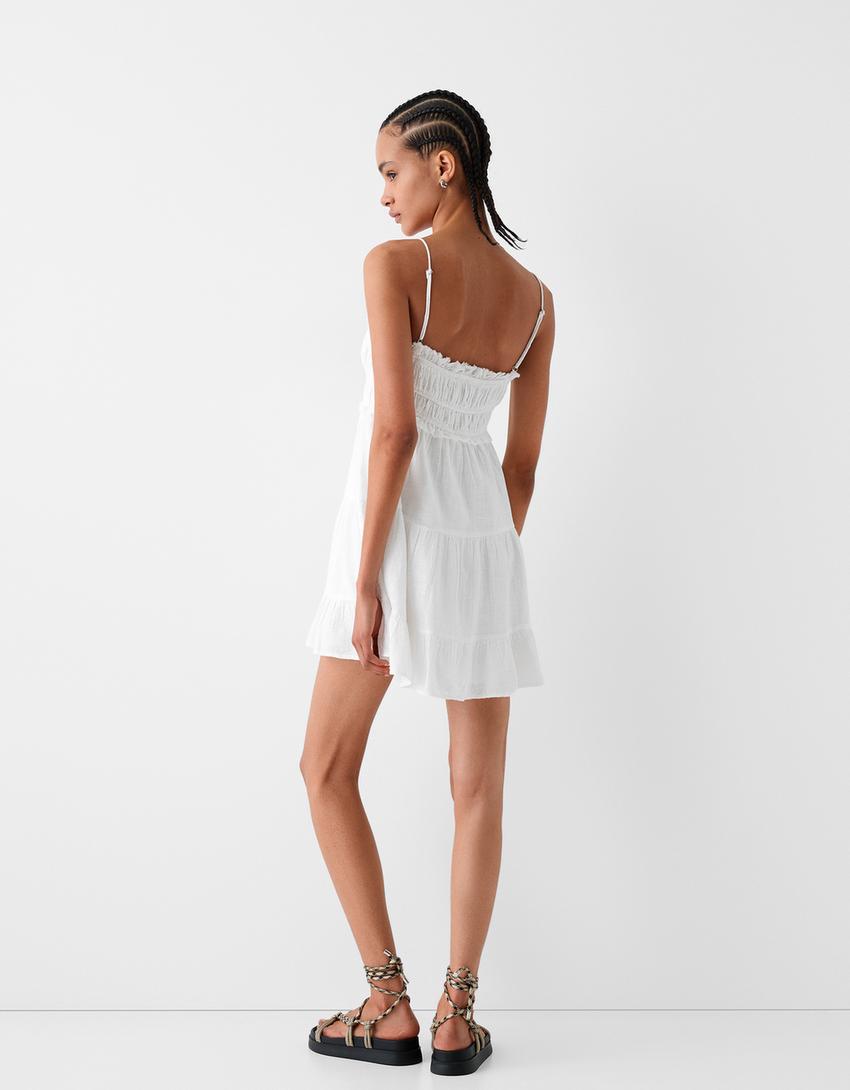 Ruffled rustic mini dress - BSK Teen | Bershka