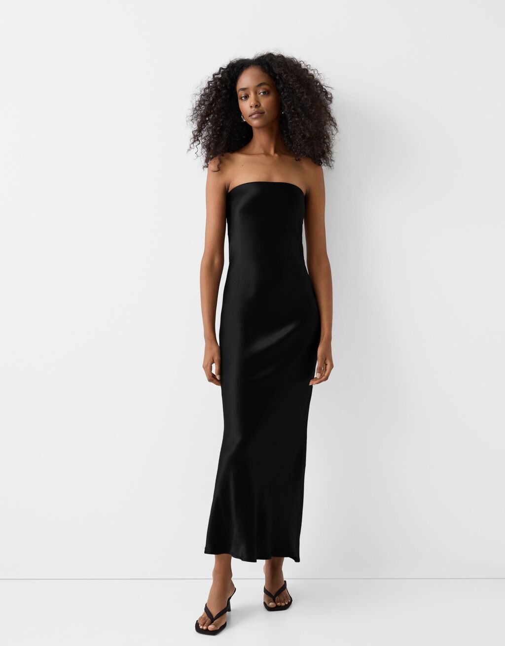 Maxi Satin Bandeau Dress Women Bershka
