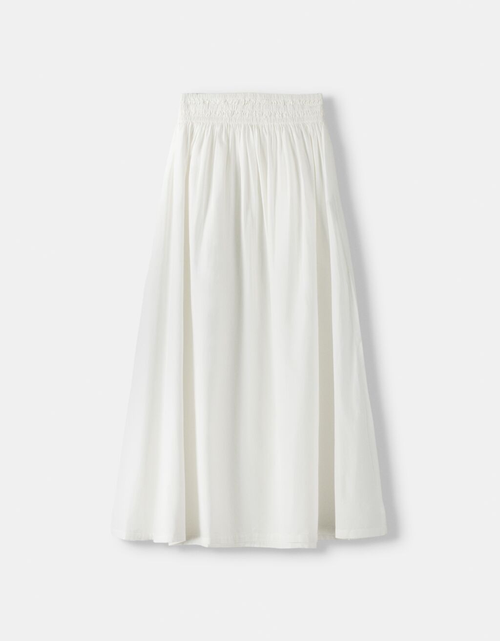 Jupe midi popeline taille élastique - Femme | Bershka