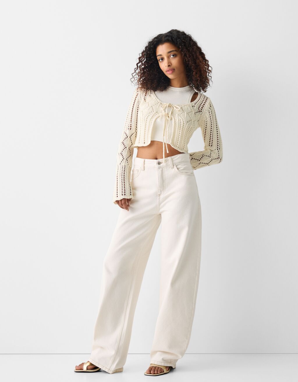 Open-knit rustic jacket - Women | Bershka