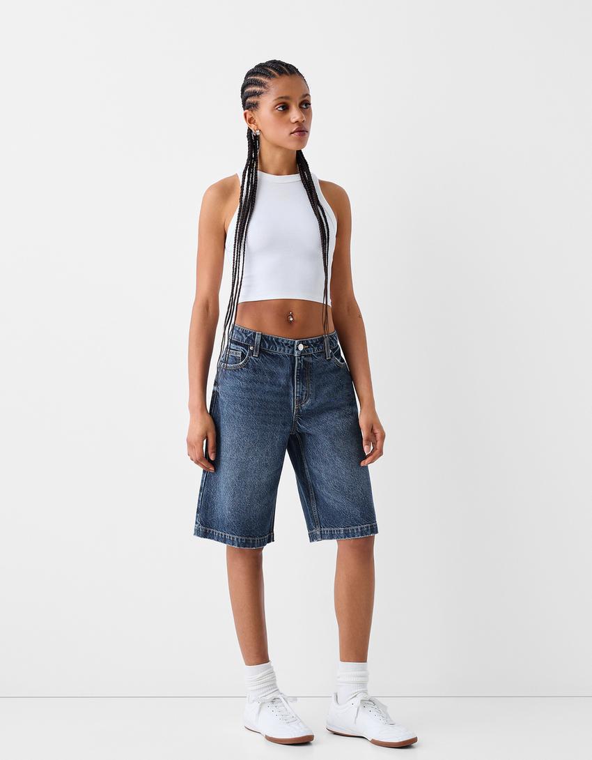 Baggy denim Bermuda shorts - BSK Teen | Bershka