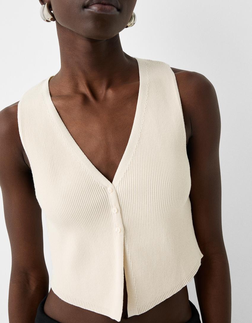 Knitted V-neck vest - BSK Teen | Bershka