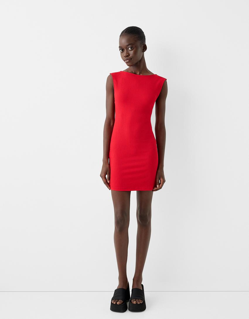 Textured mini dress with open back - Women | Bershka