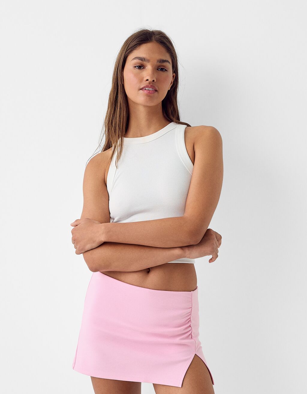 Ponte di Roma knit skort with gathered detail - Women | Bershka