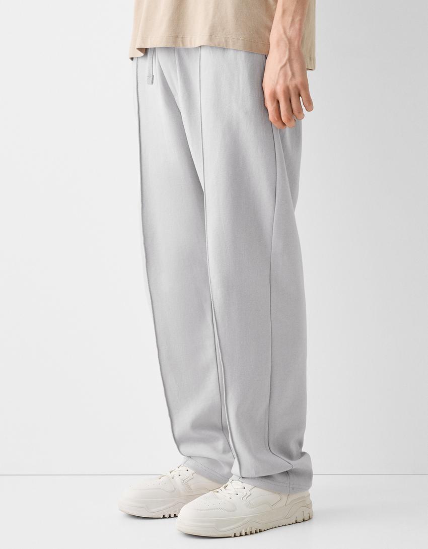 Wide-leg interlock trousers - Men | Bershka