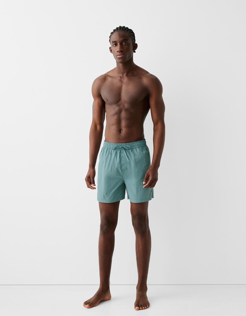 Monochrome boxy fit swimming trunks - Men | Bershka