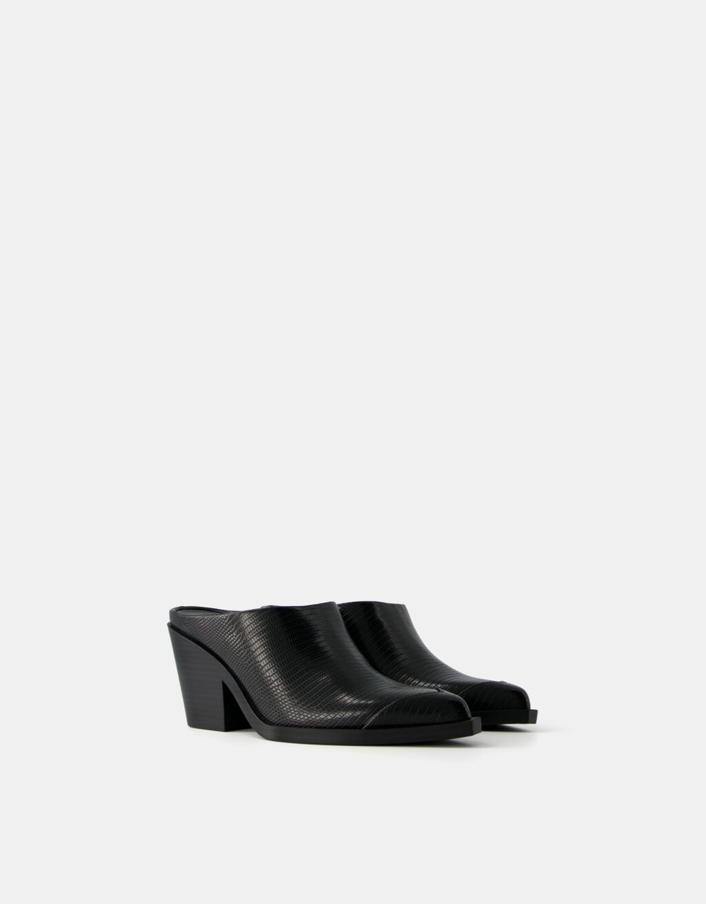 High-heel cowboy clogs with animal embossing - Women | Bershka