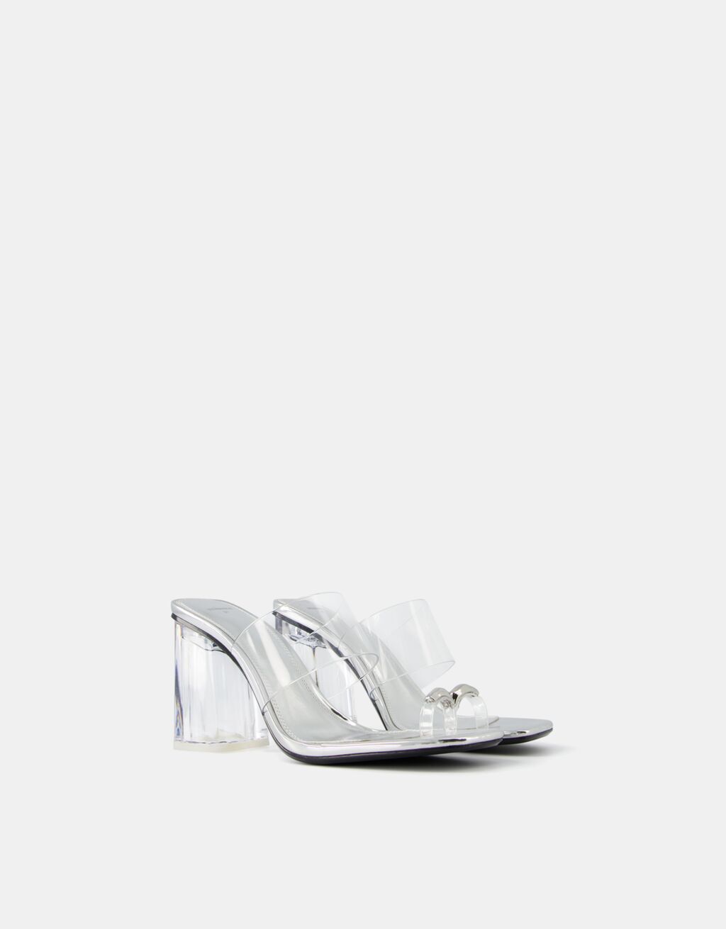 Vinyl mule sandals with toe detail - Women | Bershka