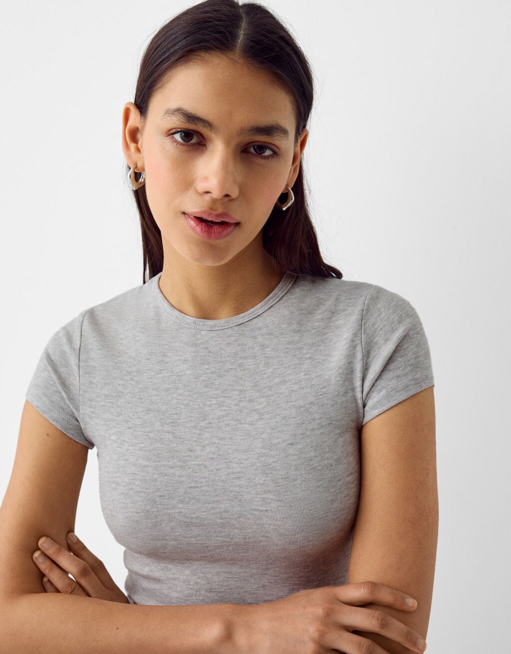 Kamiseta mahuka-luzeak lepo biribilarekin, 2ko pack-a - Emakumea | Bershka