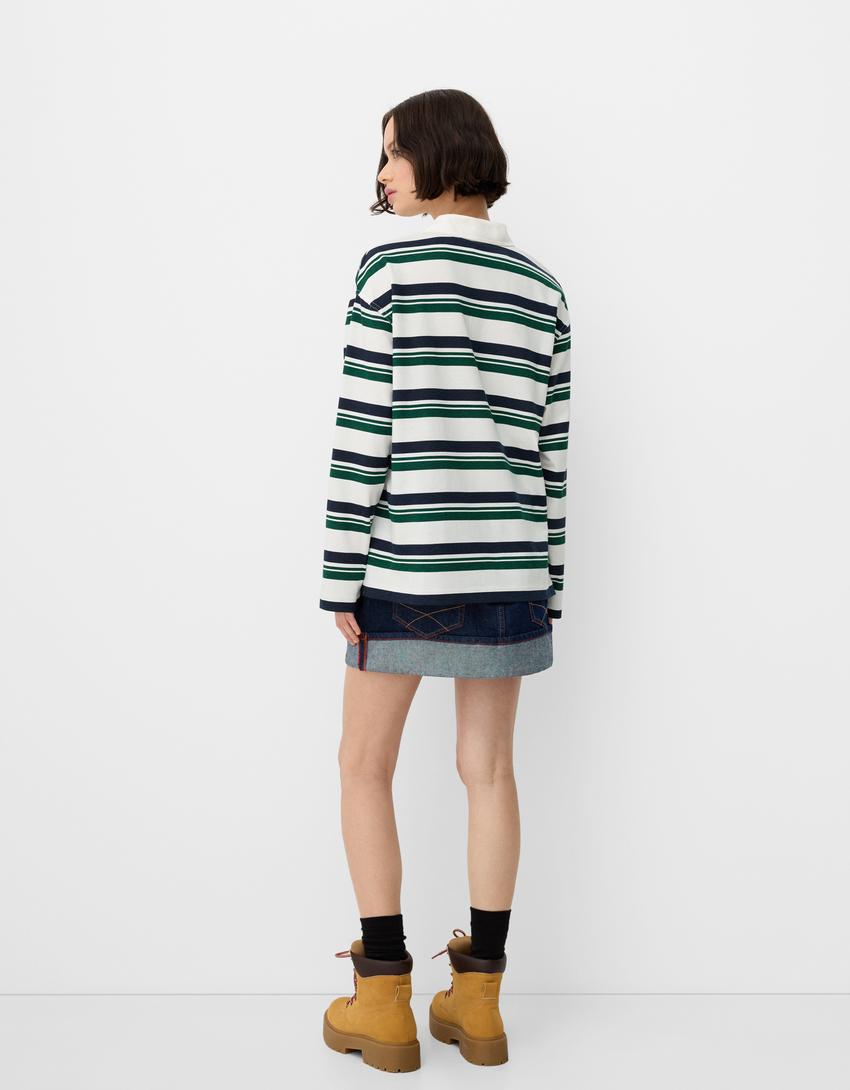 Long Sleeve Polo Collar T Shirt Women Bershka