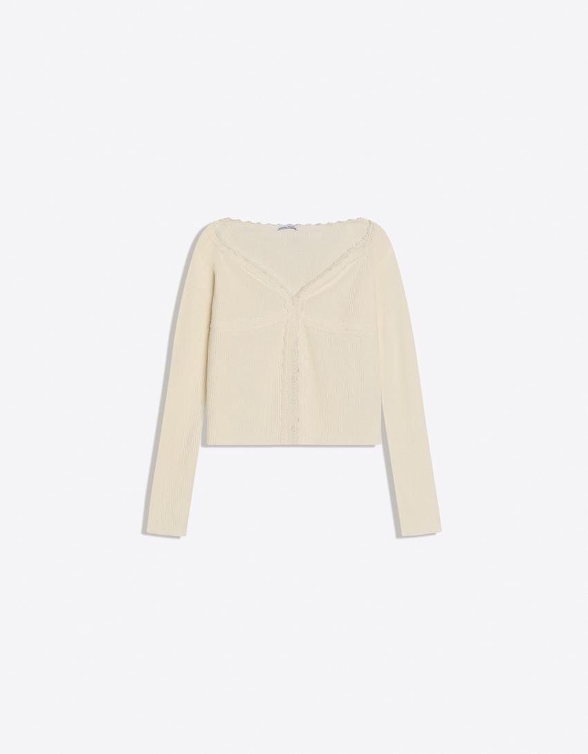 Kaus rajut renda - Wanita | Bershka