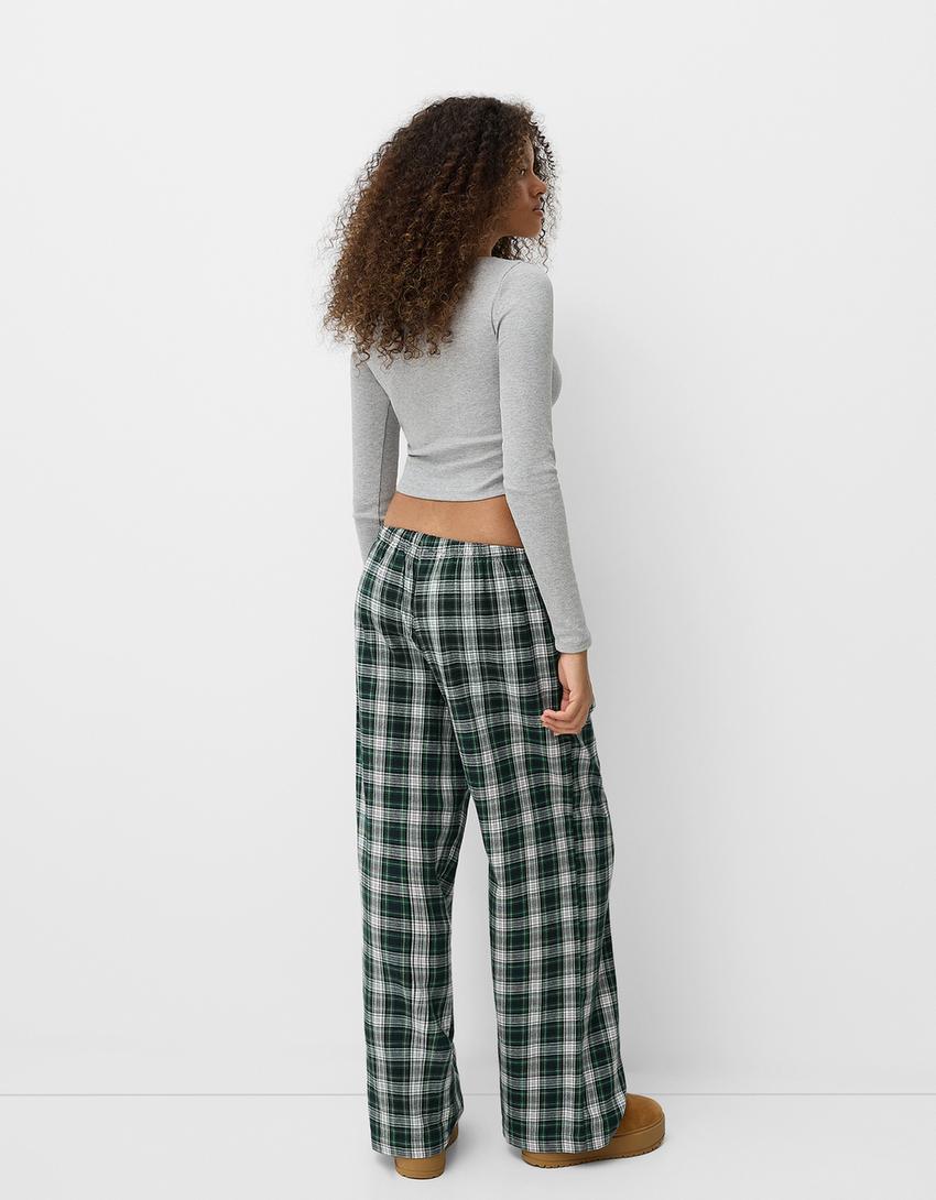 Straight fit check trousers - Women | Bershka Straight fit check trousers - Women | Bershka