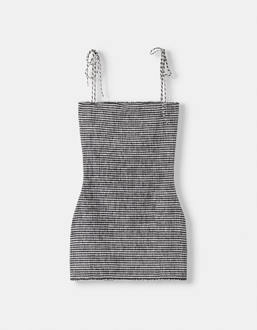 Shirred check mini dress - BSK Teen | Bershka