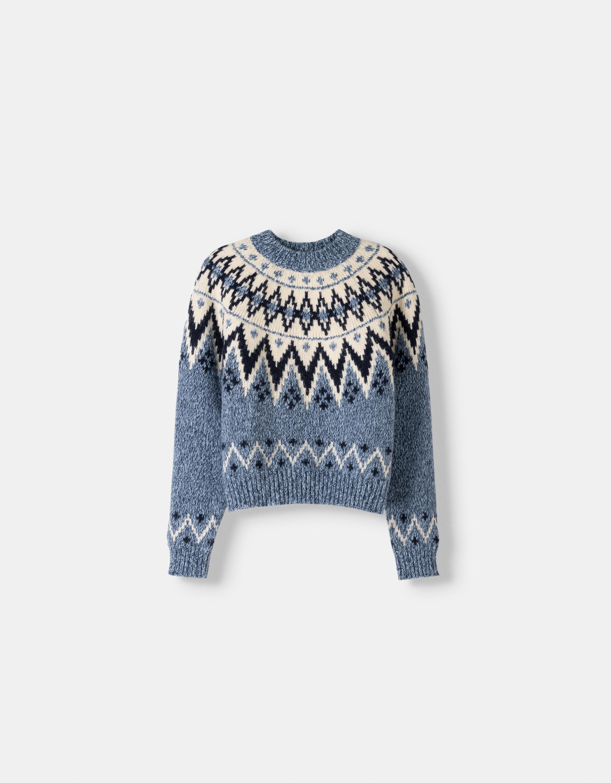 Printed jacquard sweater - Women | Bershka Printed jacquard sweater - Women | Bershka