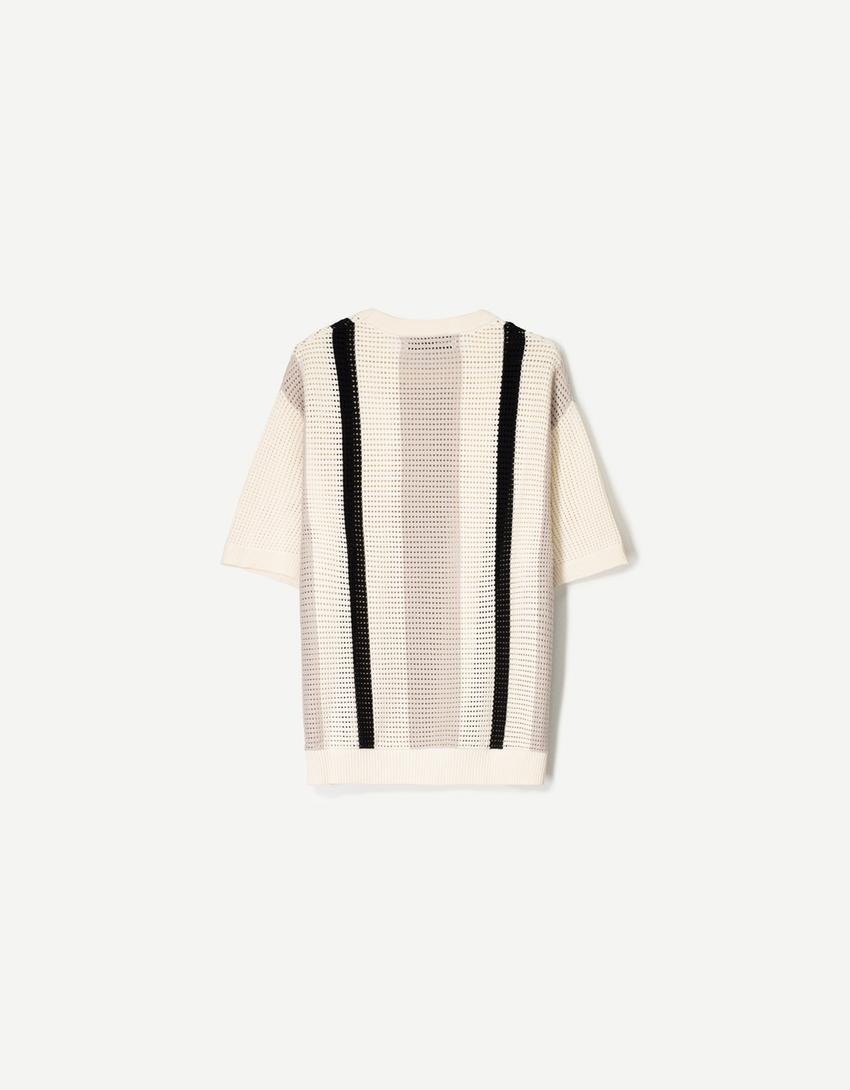 Camiseta Manga Corta Estructura Rayas Hombre Bershka