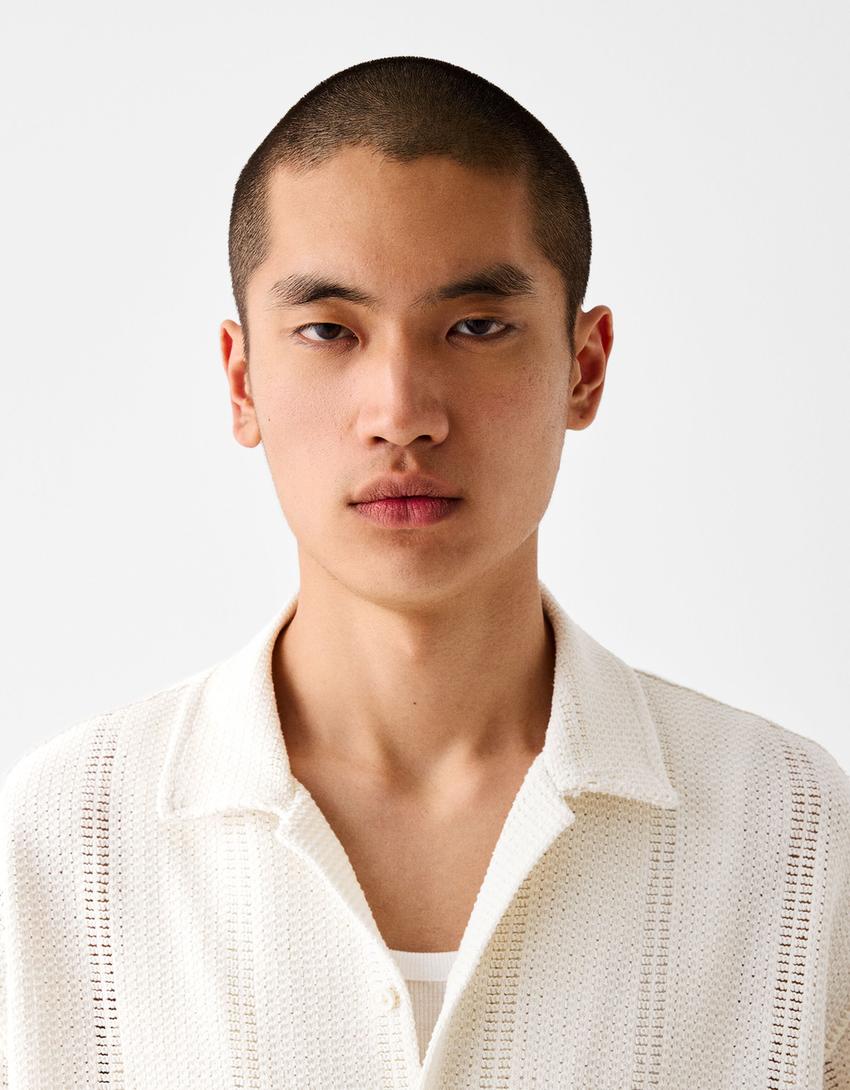 Rustic short sleeve open knit shirt - Men | Bershka