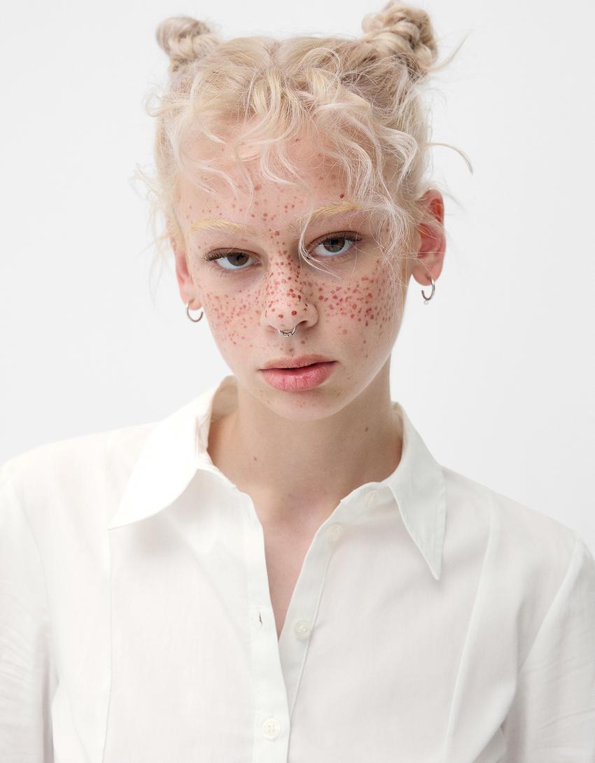 Fitted Shirt With Flared Sleeves Bsk Teen Bershka