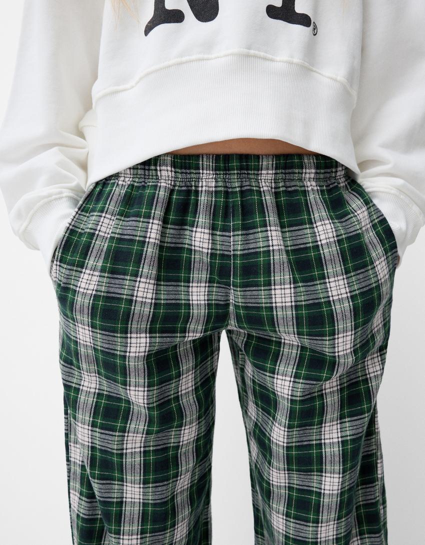 Straight fit check trousers - BSK Teen | Bershka