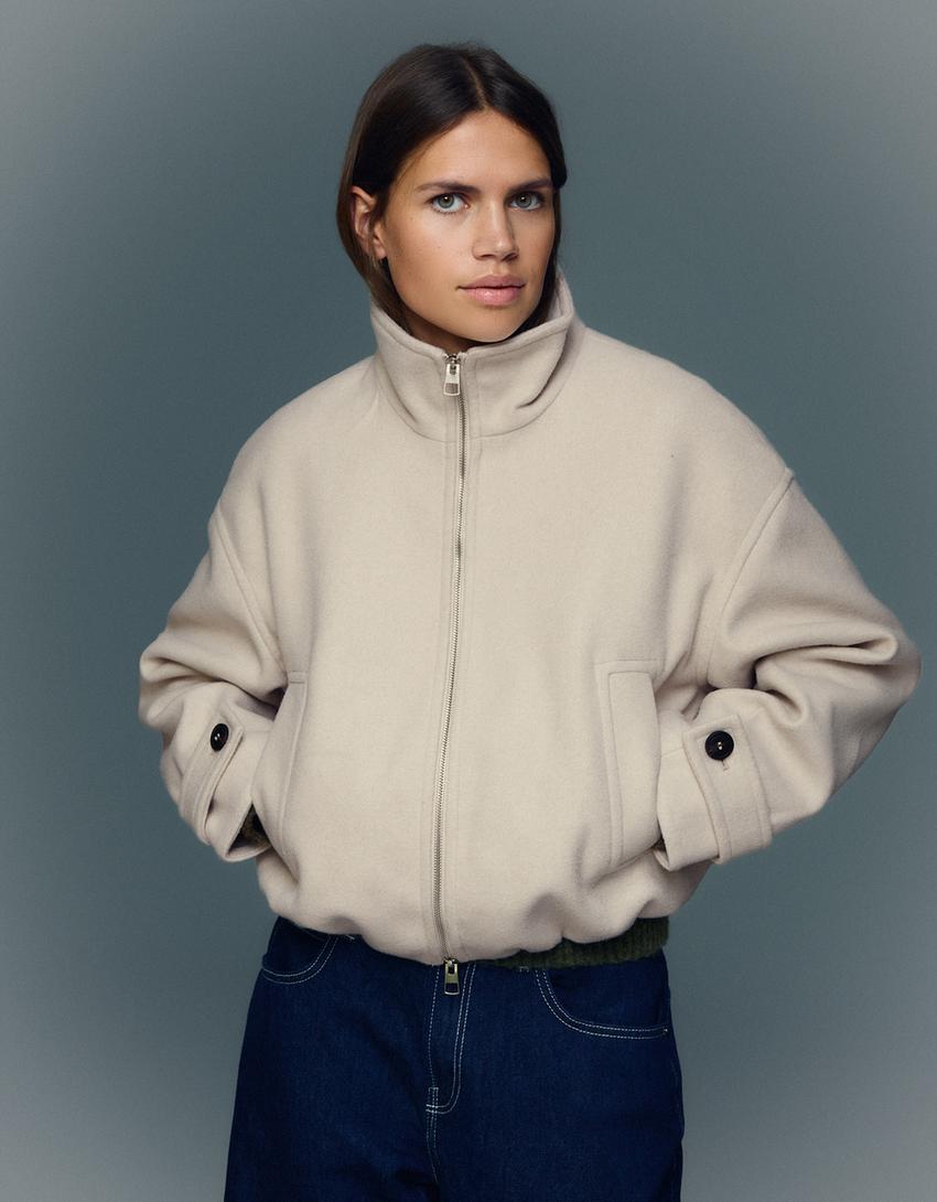 Soft touch zip-up jacket - Women | Bershka