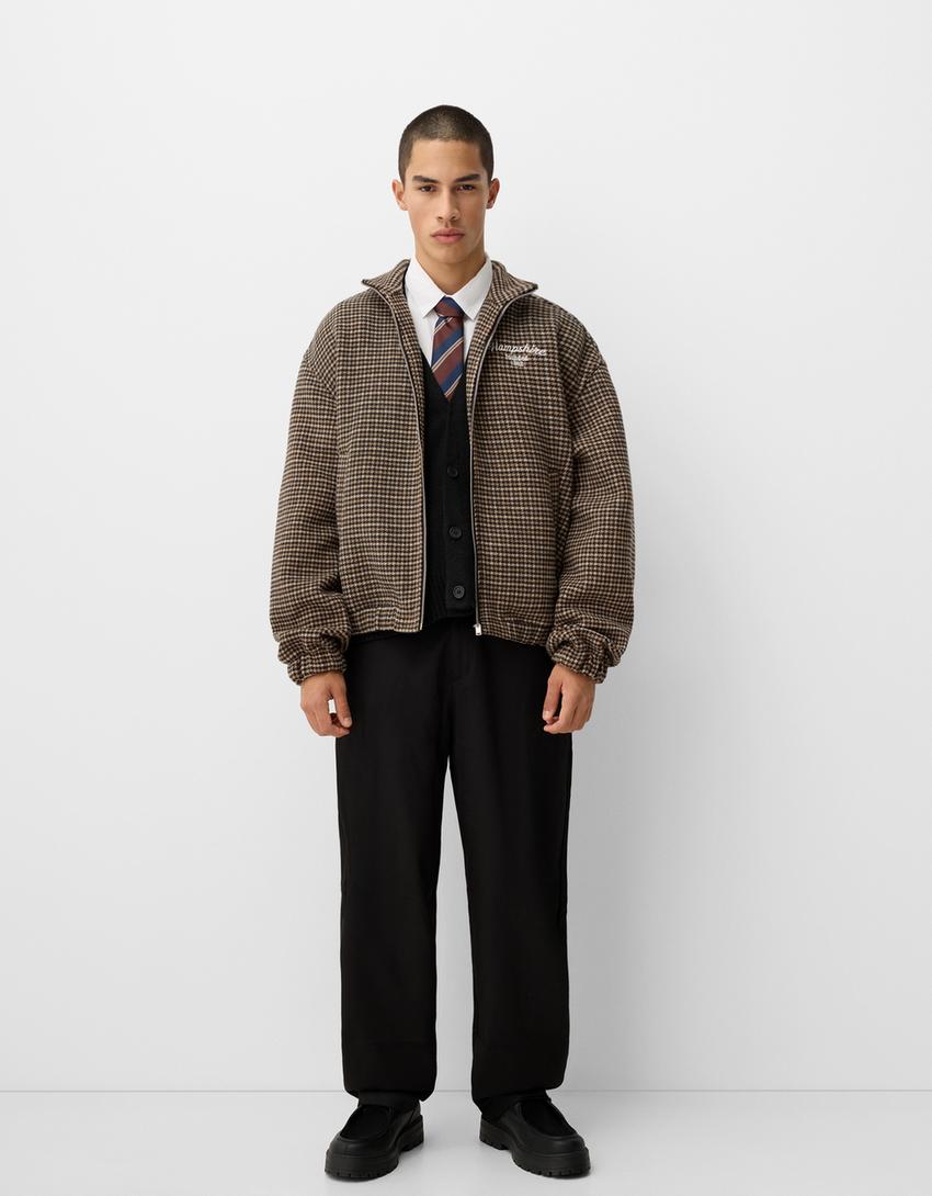Houndstooth felt texture jacket - Men | Bershka