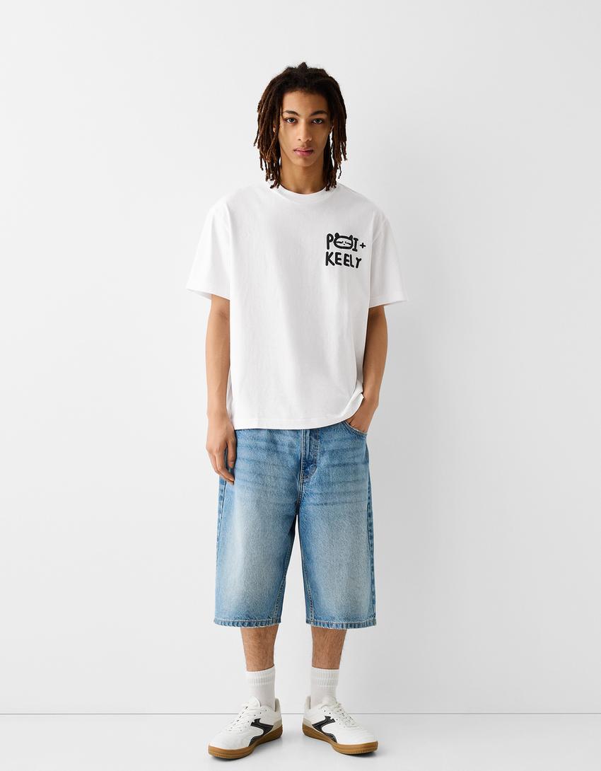 טי שירט גזרה מרובעת שרוול קצר Poi Keely - גבר | Bershka