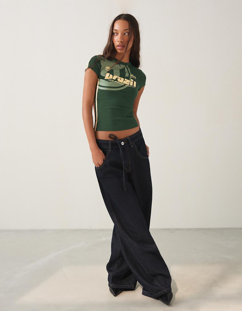 Short sleeve sport print T-shirt - Women | Bershka