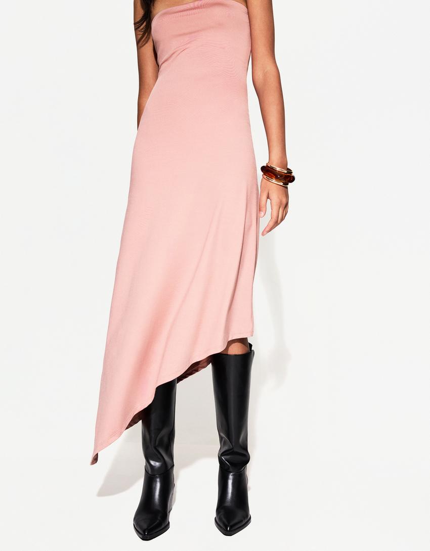 Off The Shoulder Asymmetric Midi Dress Women Bershka