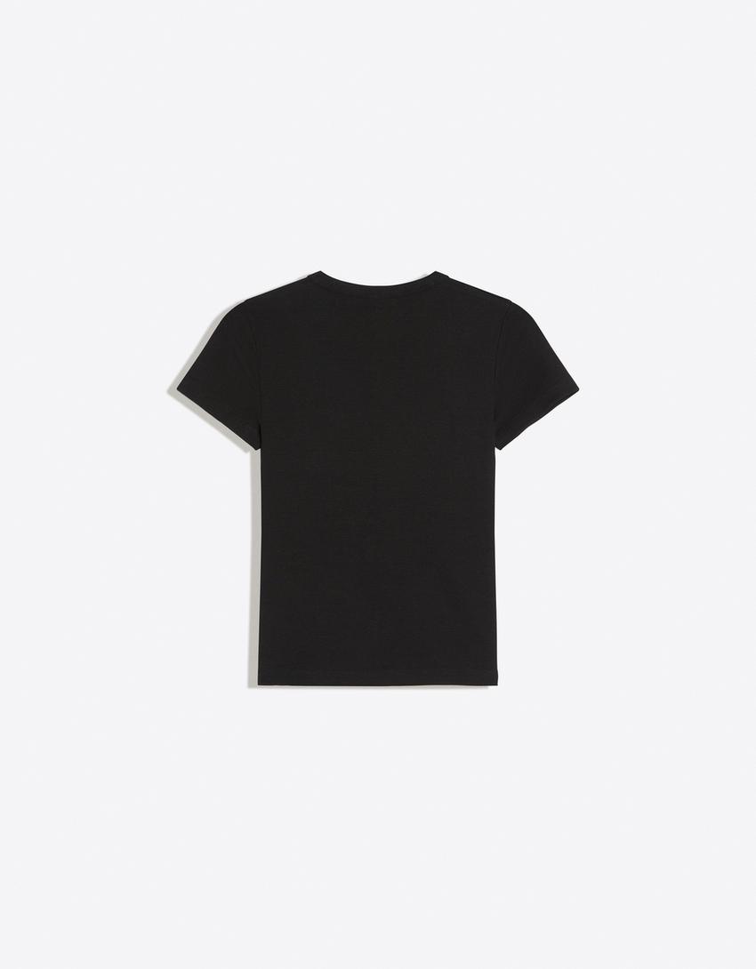 Basic rib short sleeve T-shirt - Women | Bershka