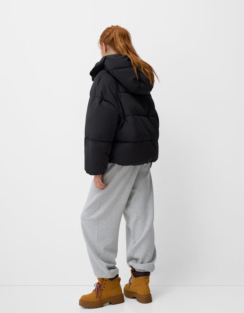 Puffer jacket with hood - BSK Teen | Bershka