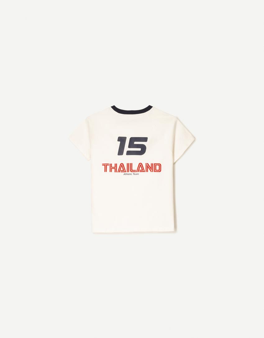 T Shirt Met Gecombineerde Print En Korte Mouw Dames Bershka