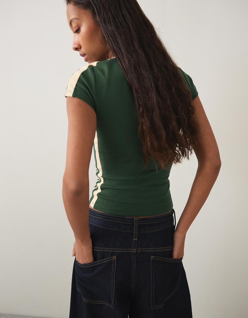 Short sleeve sport print T-shirt - Women | Bershka