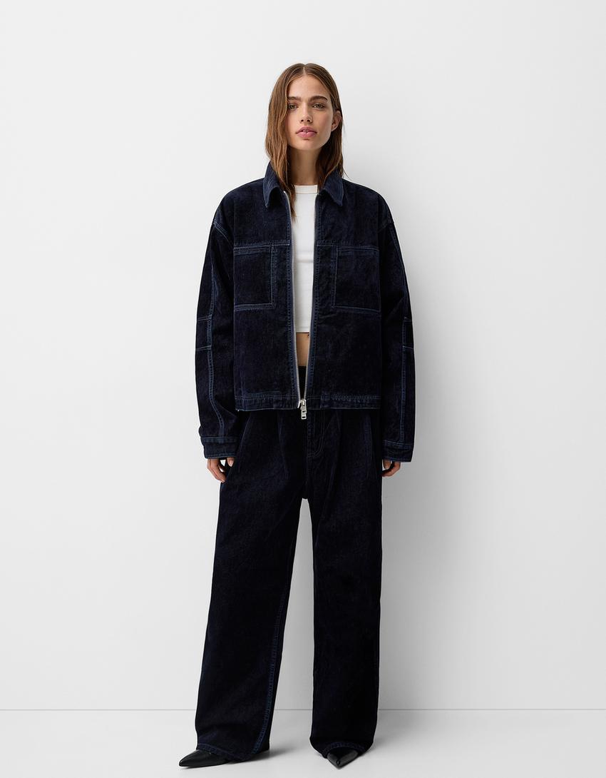 Denim Jacket With Pockets Men Bershka
