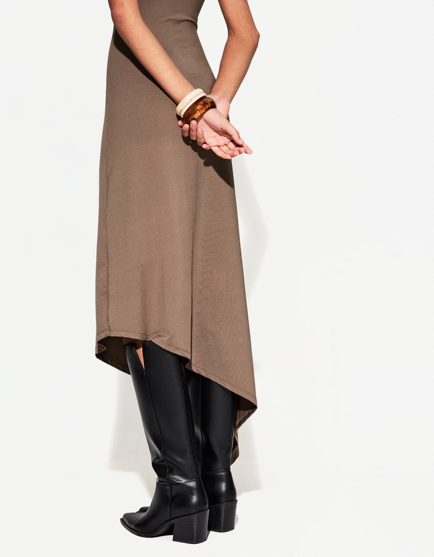 Off The Shoulder Asymmetric Midi Dress Women Bershka