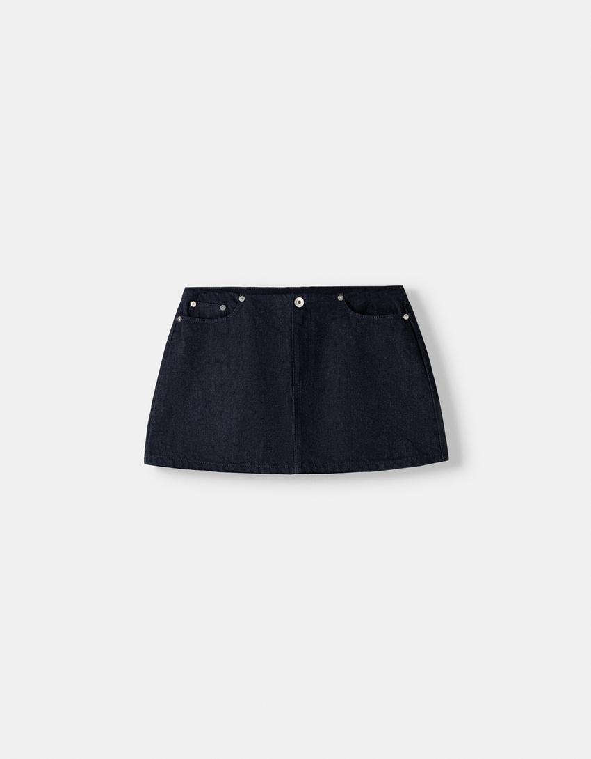 Denim Mini Skirt Women Bershka