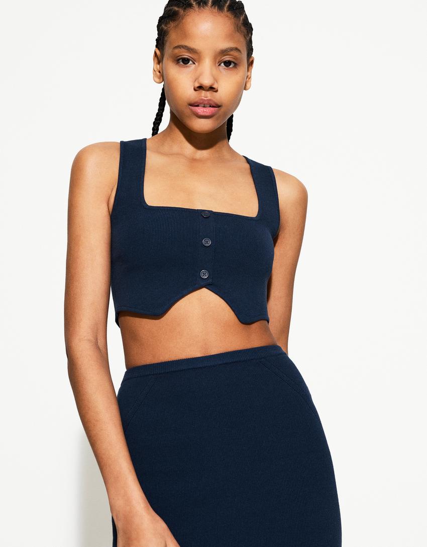Knit Vest And Skirt Set Women Bershka