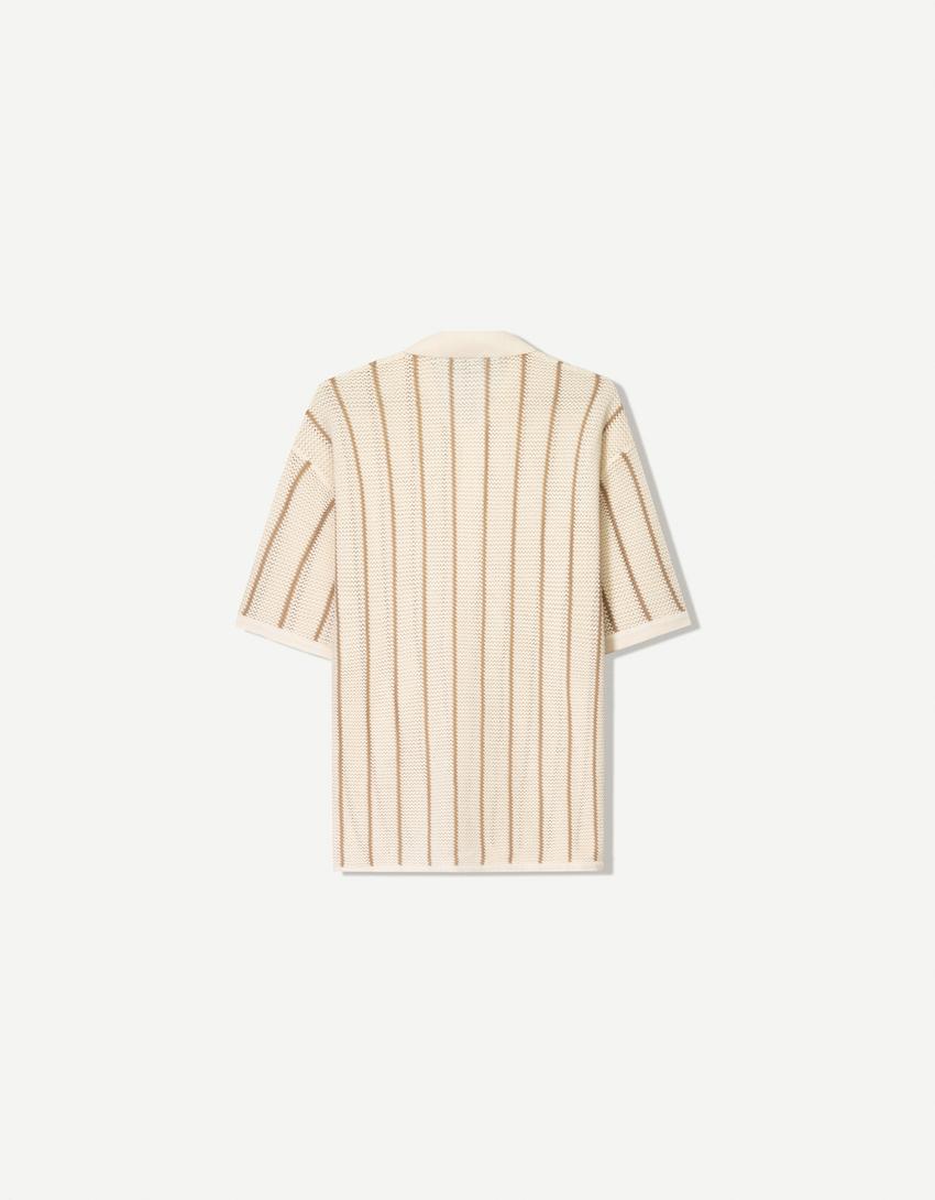 Camisa Manga Corta Estructura Rayas Hombre Bershka