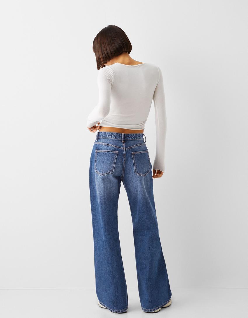 Wide-leg ’90s jeans - Women | Bershka